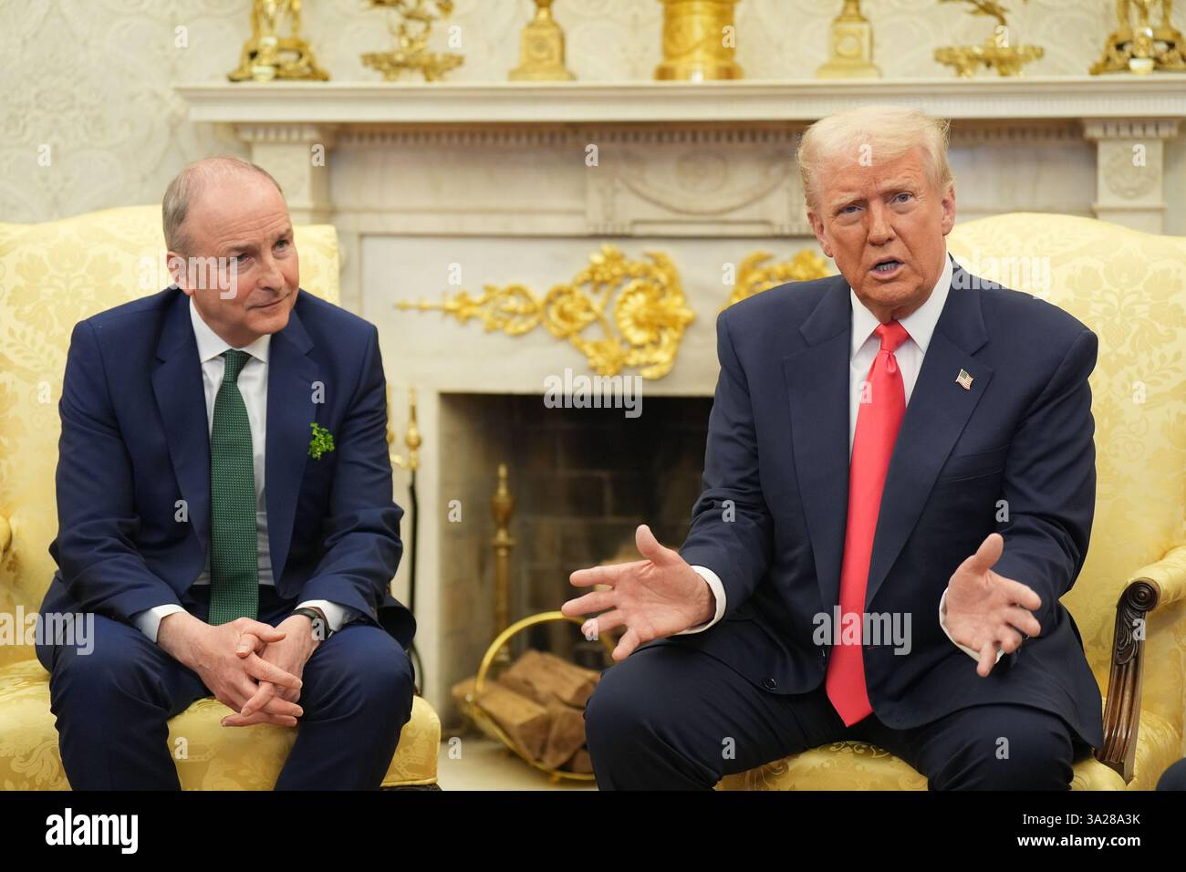 Taoiseach Micheal Martin during a bilateral meeting with US President ...