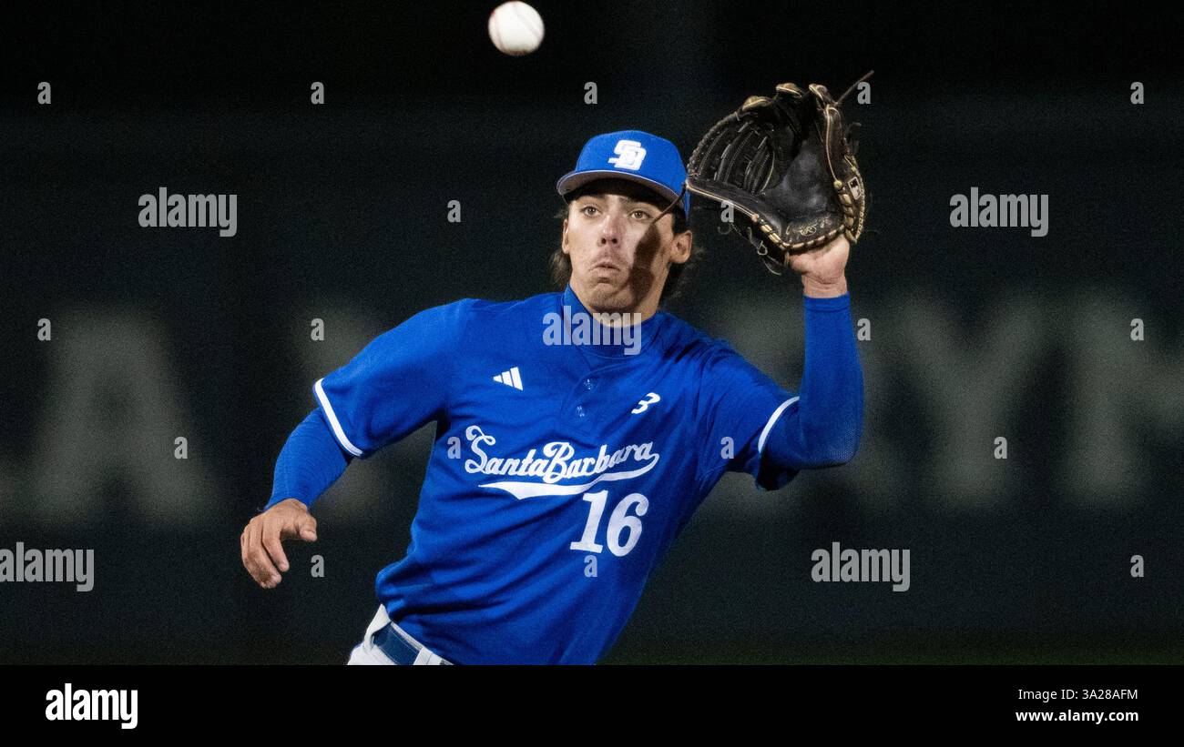 UC Santa Barbara shortstop Corey Nunez (16) catches during an NCAA ...