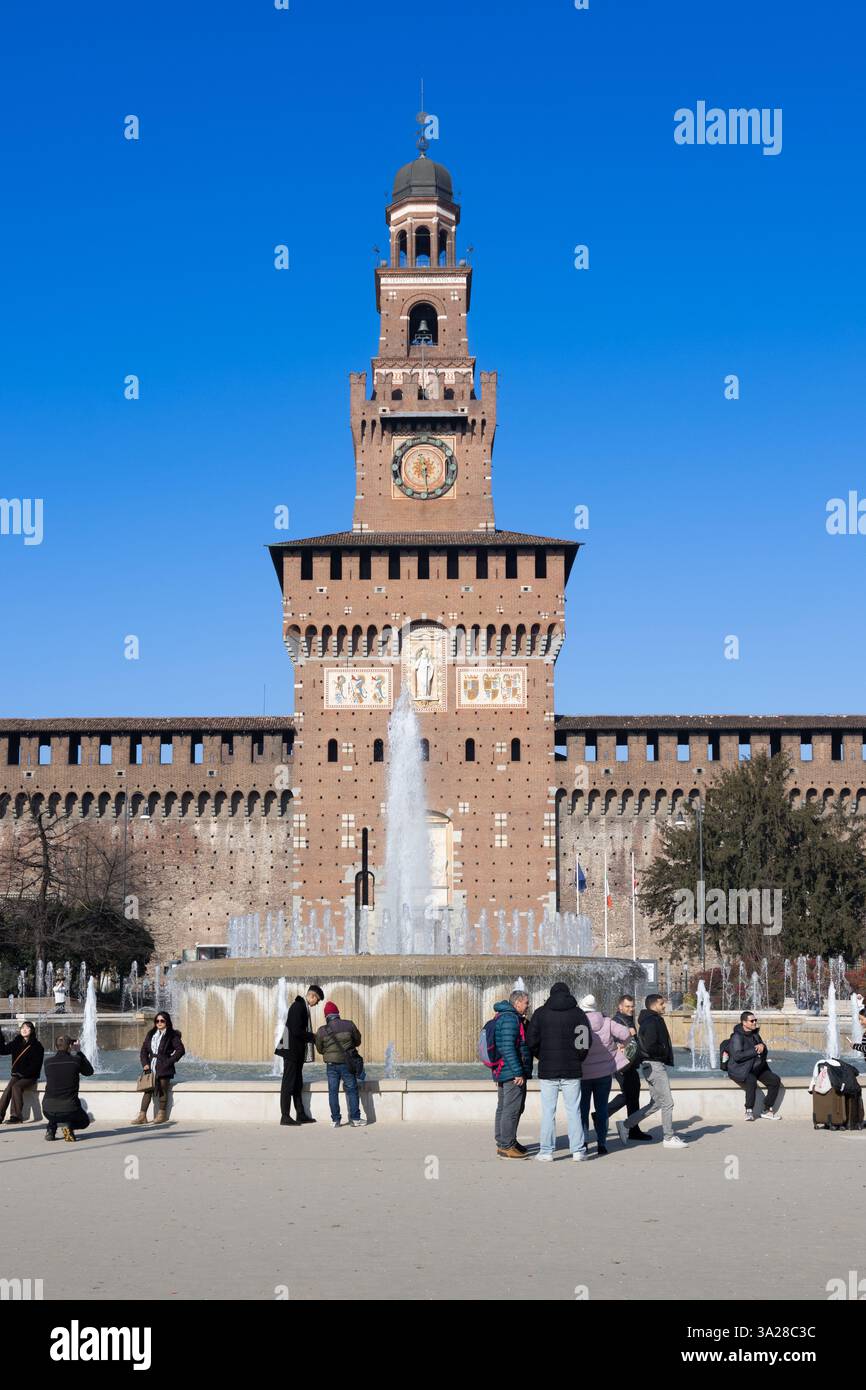 Milan, Italy. February 05, 2025. Sforza Castle (Castello Sforzesco) a ...