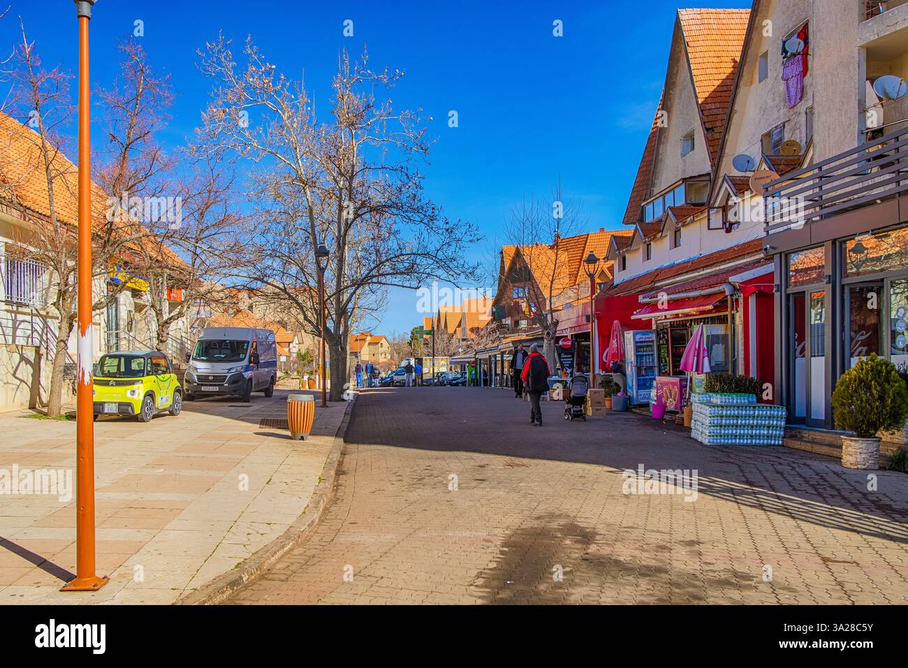 Ifrane, Morocco. View of the unexpected green tree-lined avenues of the ...