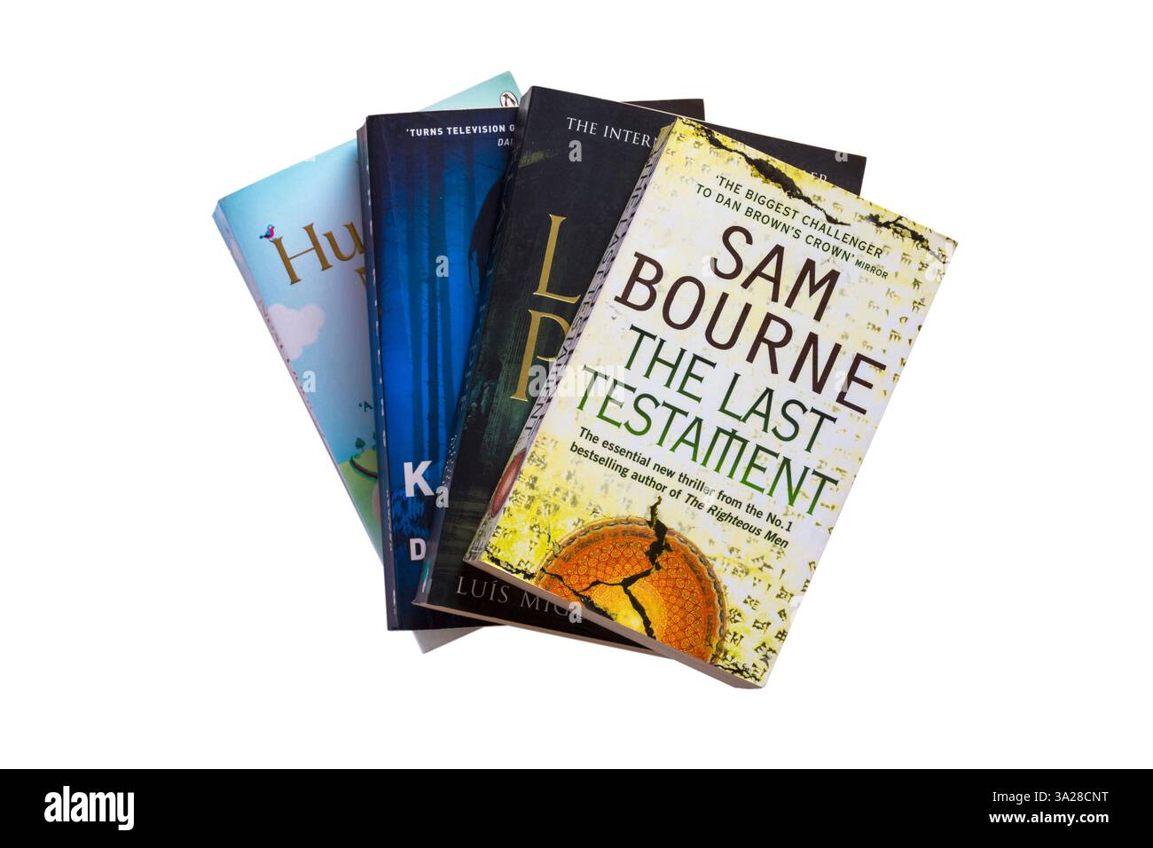 Selection of books with The Last Testament book by Sam Bourne on top ...