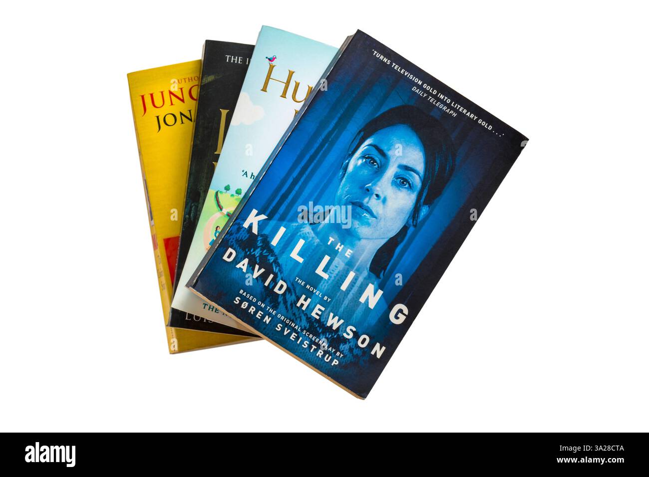 Selection of books with The Killing book by David Hewson on top ...