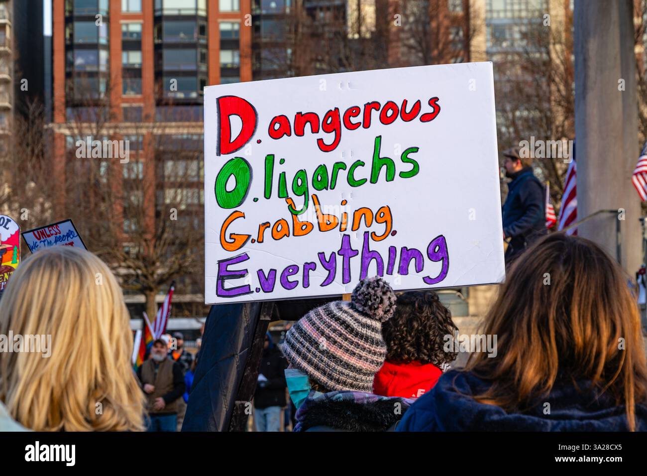 Boston, MA, US-March 4, 2025: Anti-Trump protest in Boston Common ...