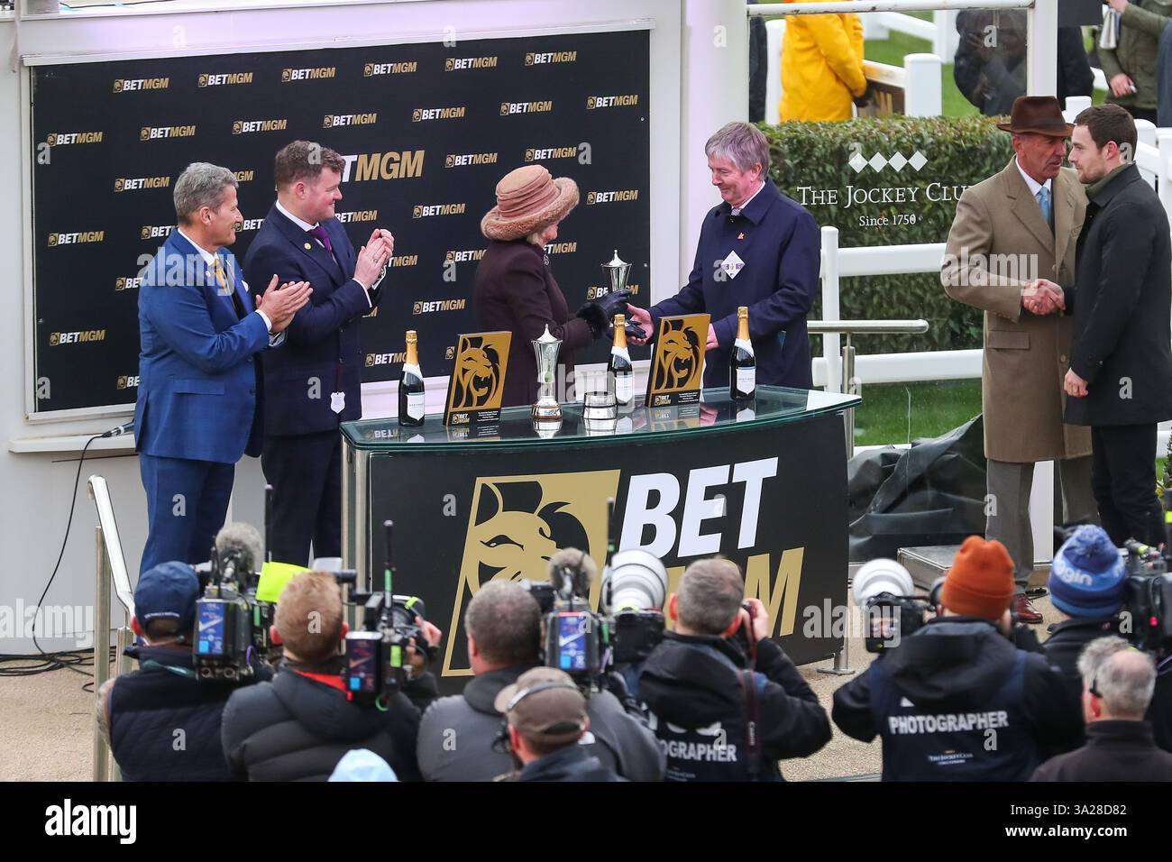 Queen Camilla presents the trainer of Marine Nationale, Barry Connell ...