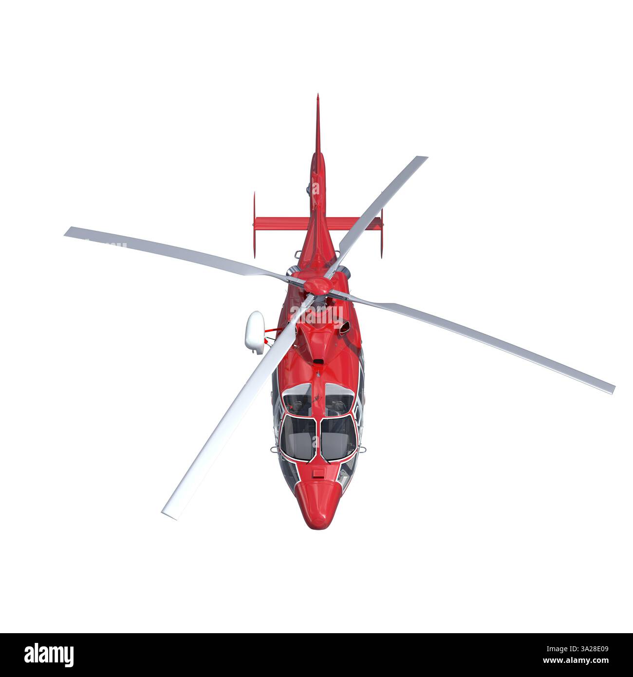 Red helicopter flying rotating blades on transparent background 3d ...