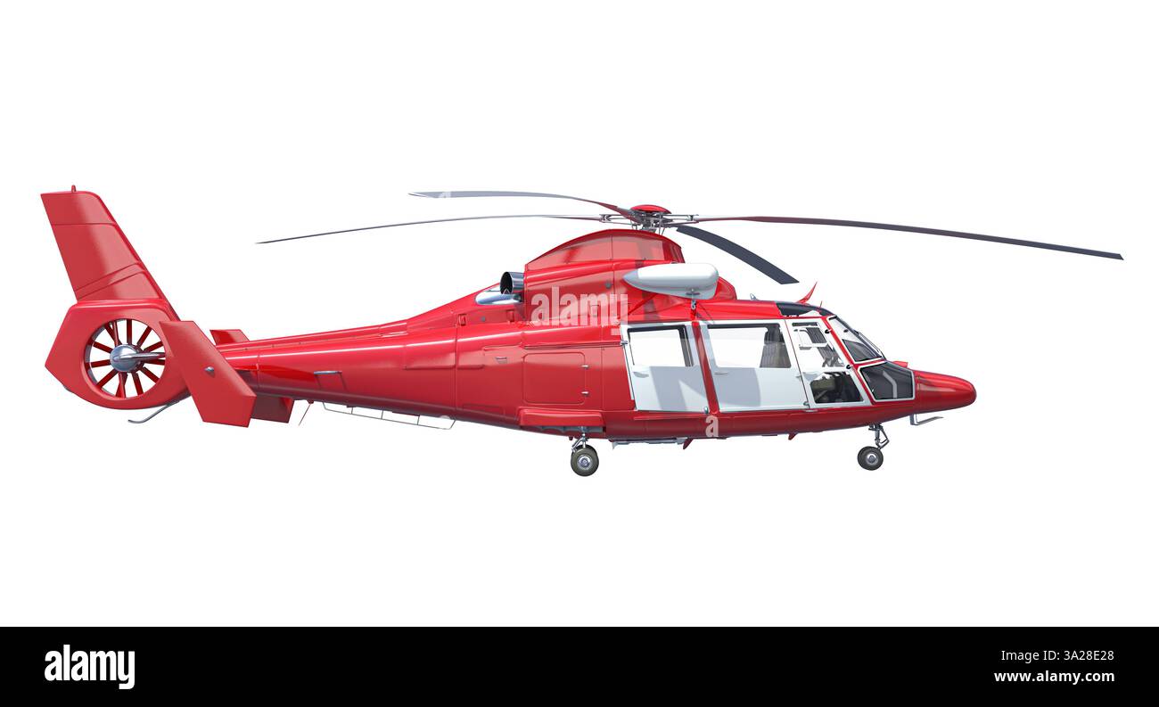 Red and white helicopter hovering with transparent background 3d Stock ...