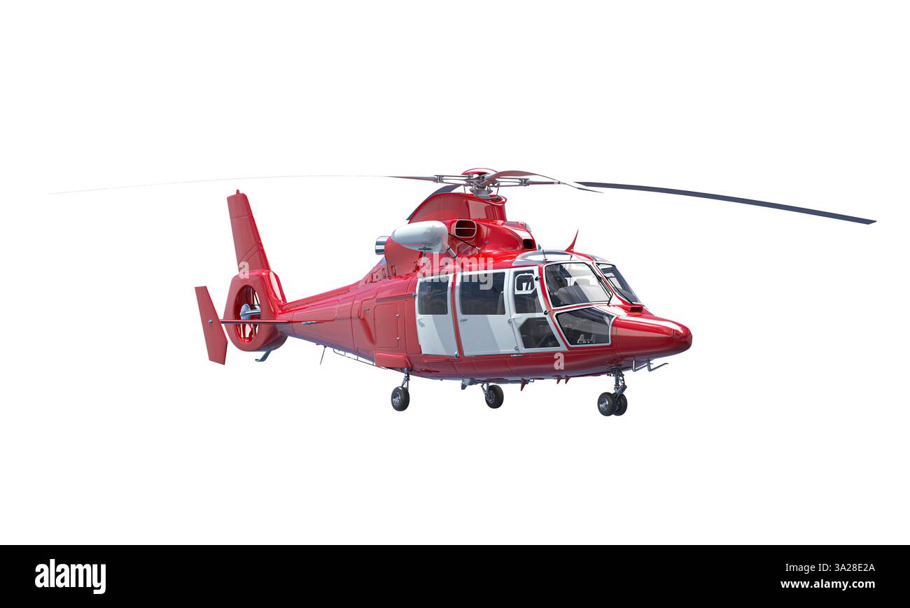Red rescue helicopter hovering with transparent background 3d Stock ...
