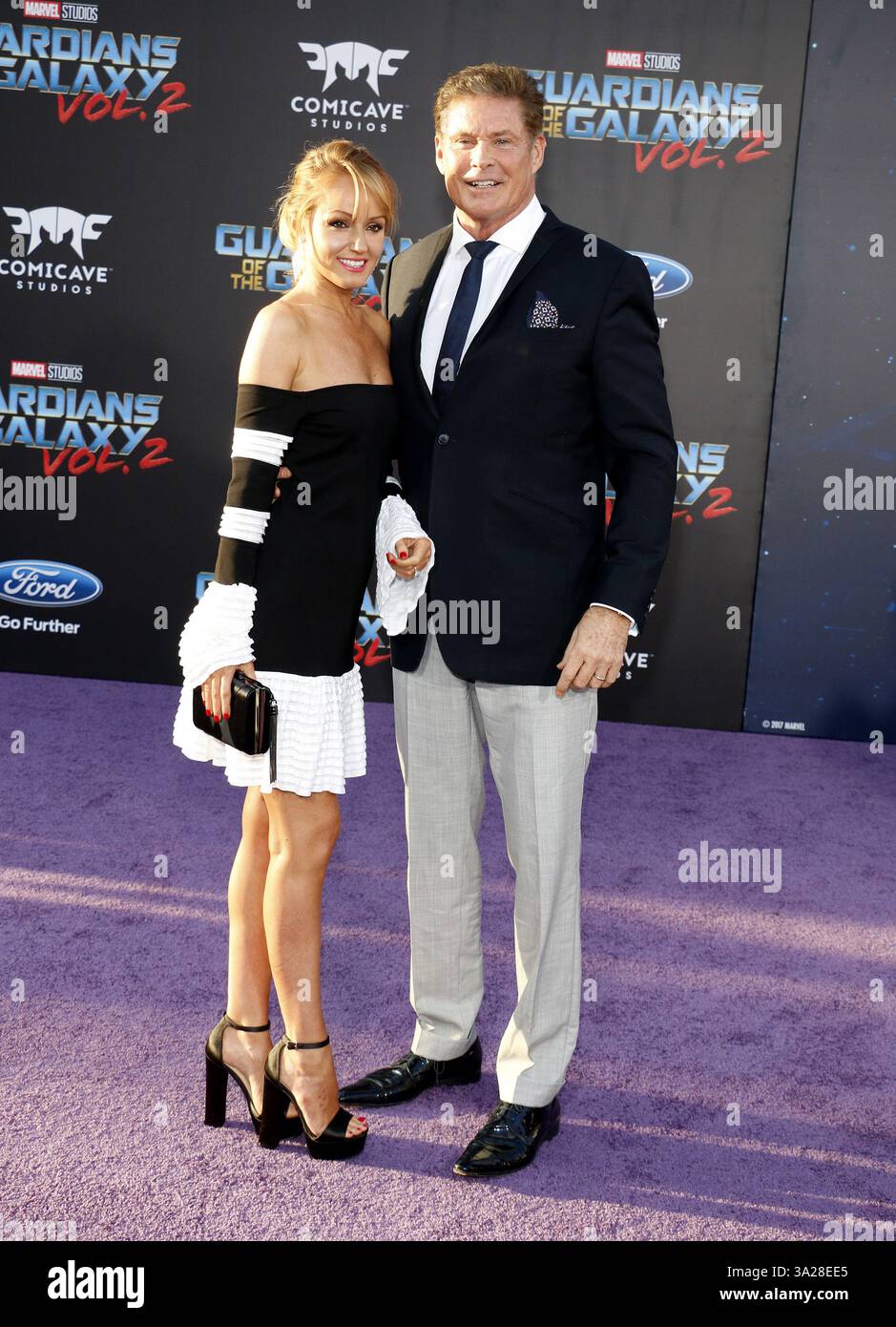 David Hasselhoff and Hayley Roberts at the Los Angeles premiere of 'Guardians Of The Galaxy Vol ...