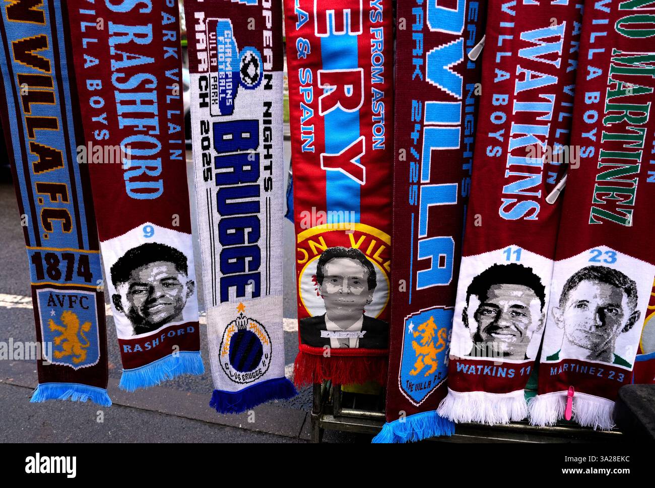 Aston Villa scarves for sale ahead of the UEFA Champions League round ...