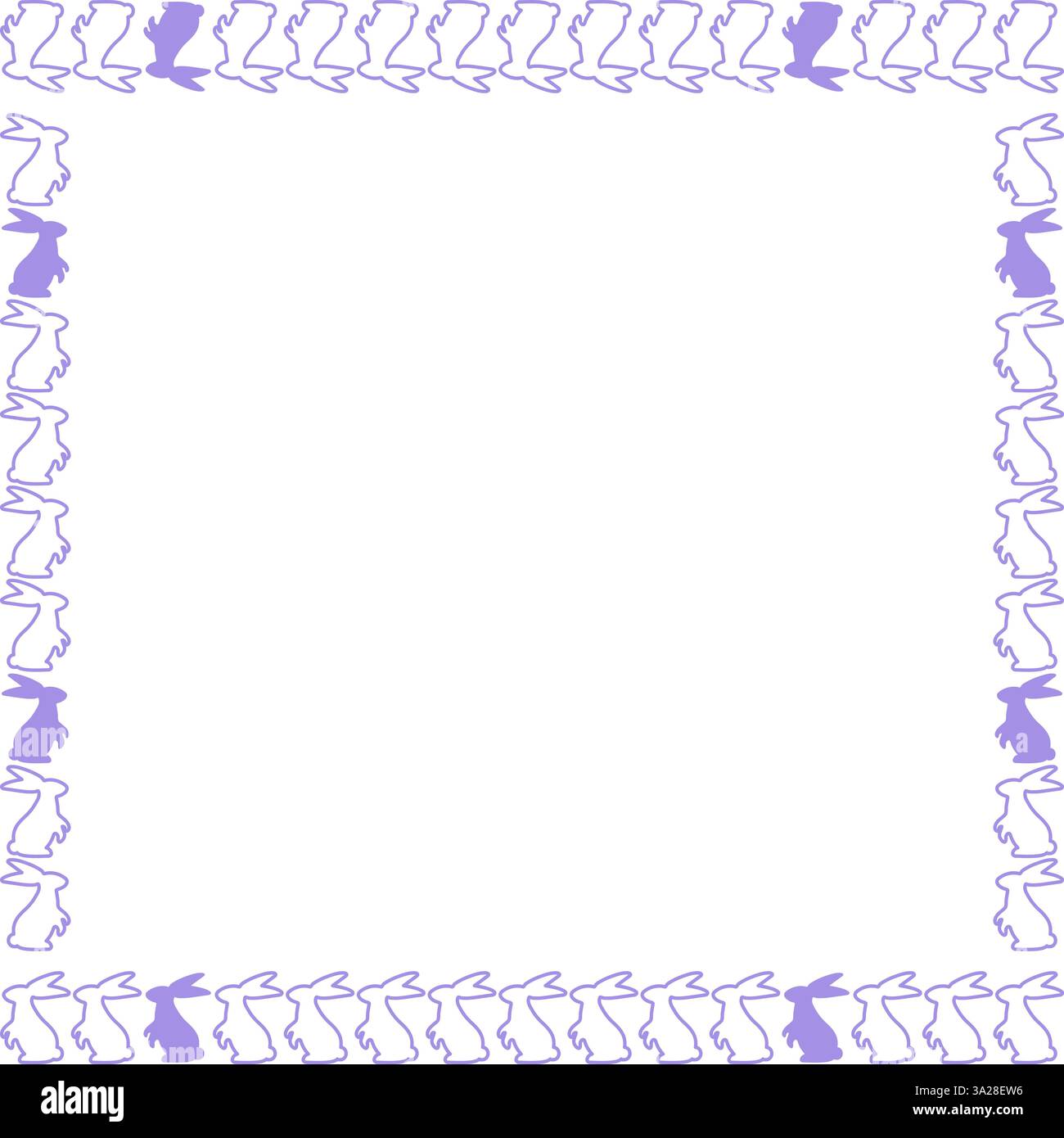 Easter bunny empty square frame. Spring Easter bunny rabbit silhouettes ...