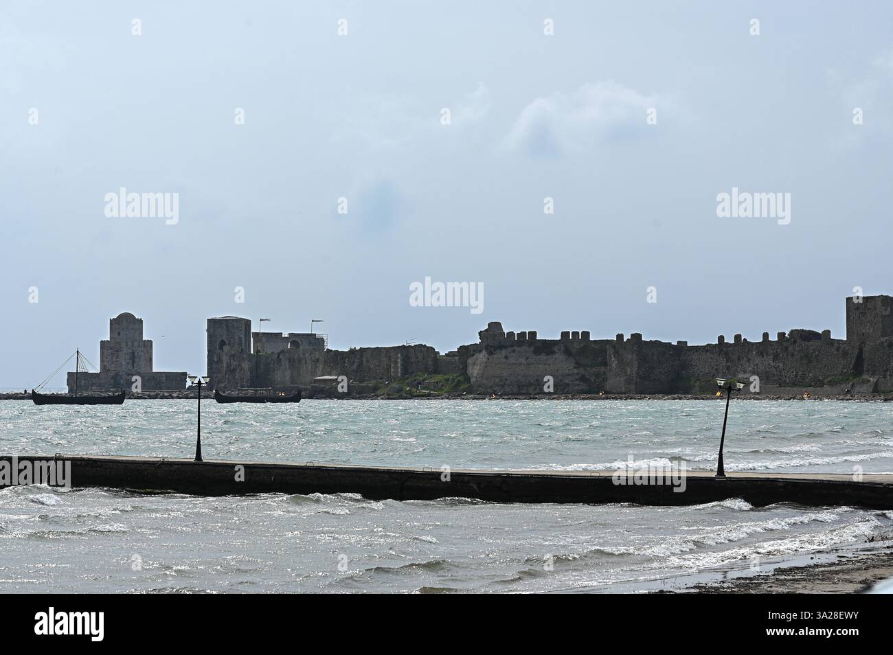 Methoni, Greece. 11th Mar, 2025. Ships are used on set in front of ...