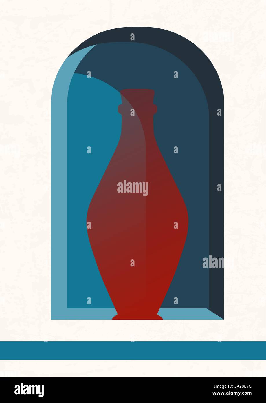 Minimalist aesthetic illustration with red ceramic vase. Aesthetic ...