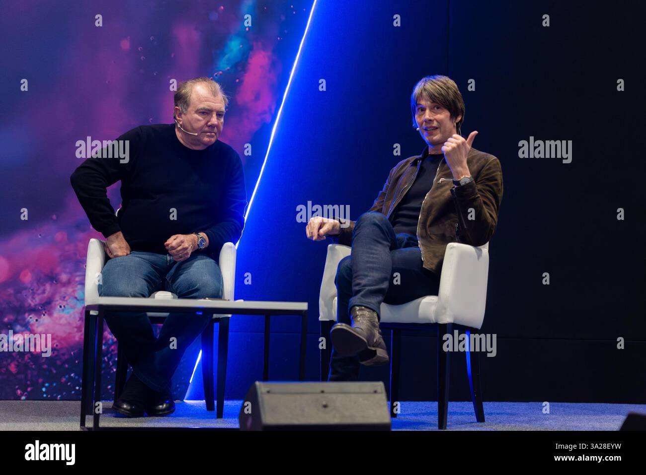 Physicist Brian Cox speaking at Space-Comm Expo 2025, space industry ...