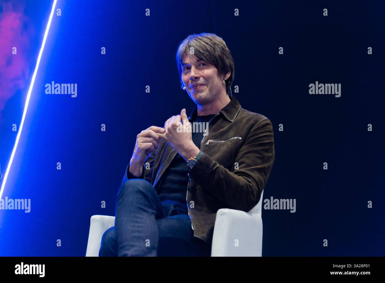 Physicist Brian Cox speaking at Space-Comm Expo 2025, space industry ...