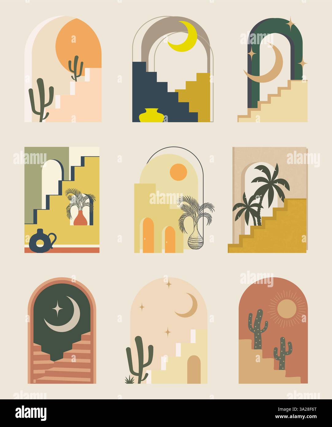 Moroccan architecture decorative elements. Morocco buildings, arched ...