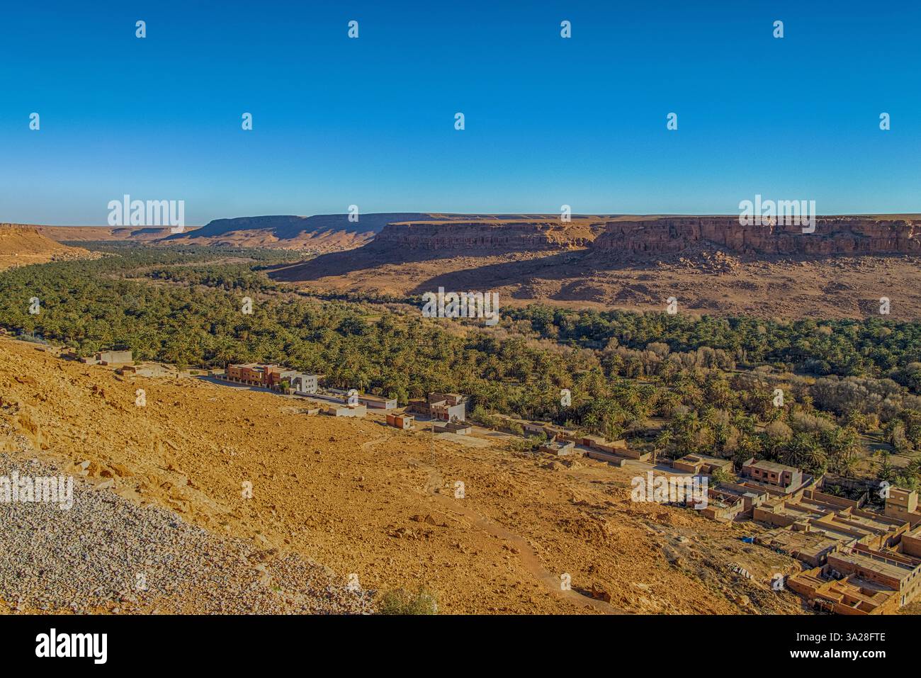 Oasis in the valley of the Ziz River on the southern edge of the Atlas ...