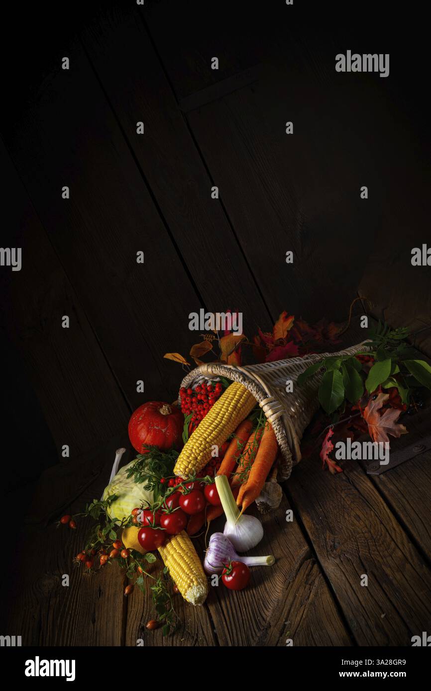 The beautiful autumn cornucopia with vegetables Stock Photo - Alamy