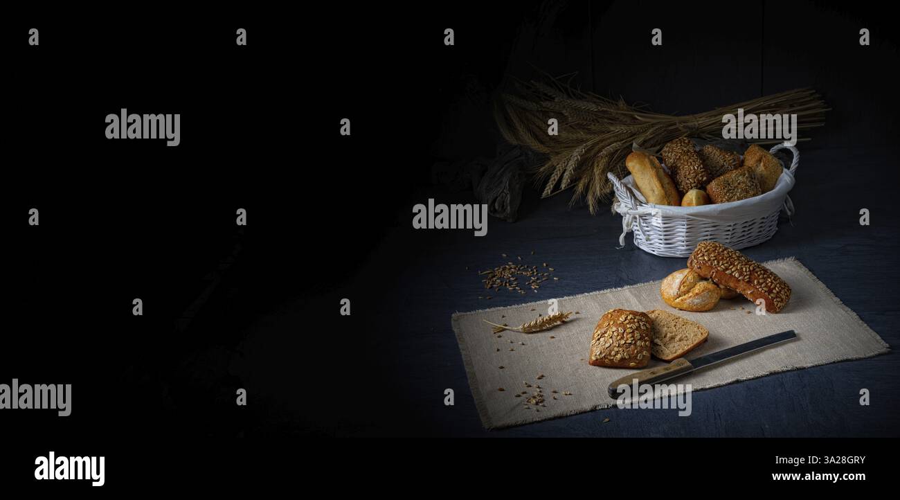 Delicious and crispy breakfast rolls Stock Photo - Alamy