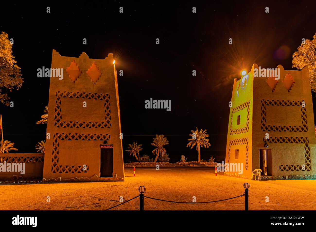 Kasbah-Hotel Chergui. Pool and garden of a maroccan kasbah hotel at ...