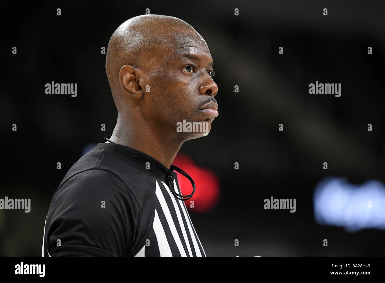INDIANAPOLIS, IN - MARCH 11: Referee Randy Anderson looks on during a ...