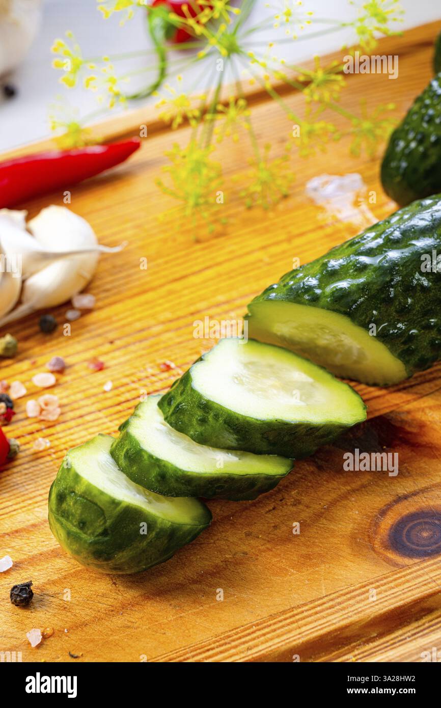 Fresh pickled cucumber with knob, (Polish malosolne Stock Photo - Alamy