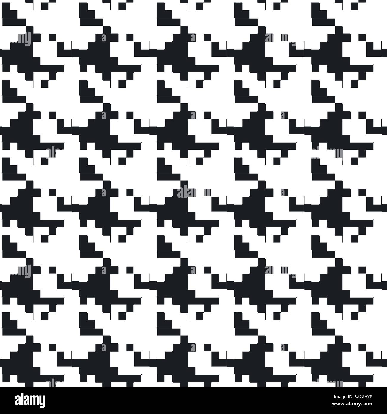 Geometric black and white seamless pattern with pied-de-poule ornament ...