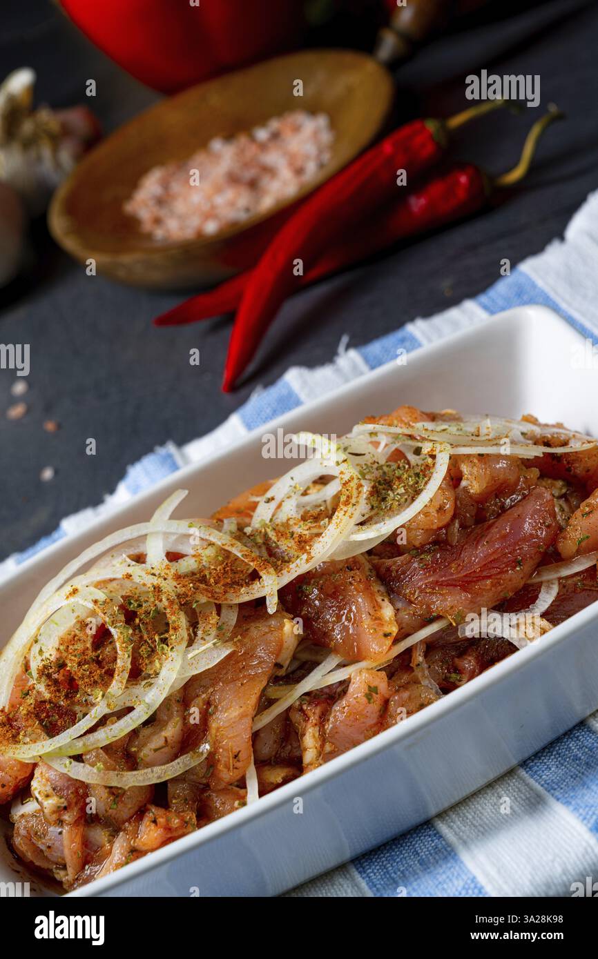 Freshly seasoned Greek gyro meat Stock Photo - Alamy