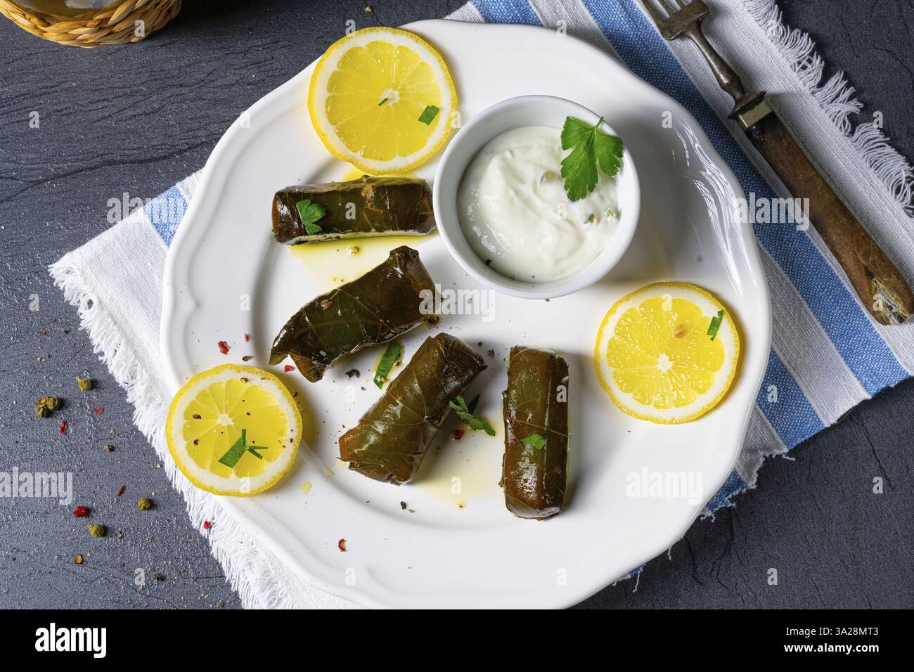 Dolmades stuffed grape leaves the Greek way Stock Photo - Alamy