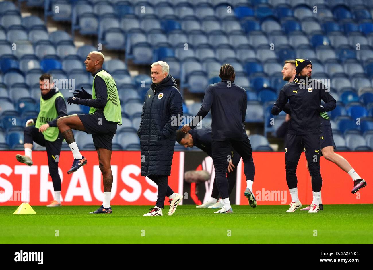 Fenerbahce manager Jose Mourinho (centre) during a training session at ...