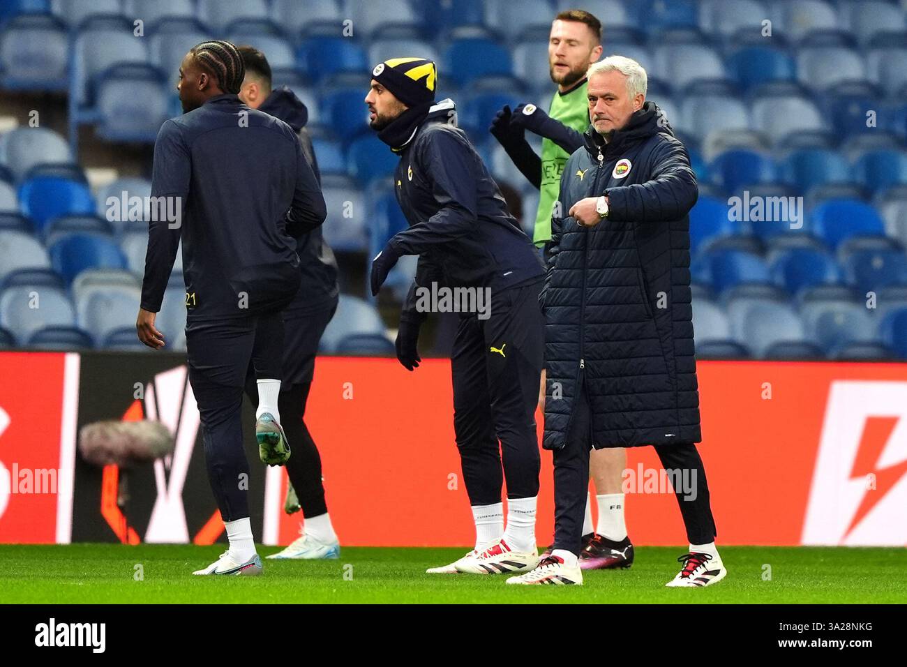 Fenerbahce manager Jose Mourinho (right) during a training session at ...