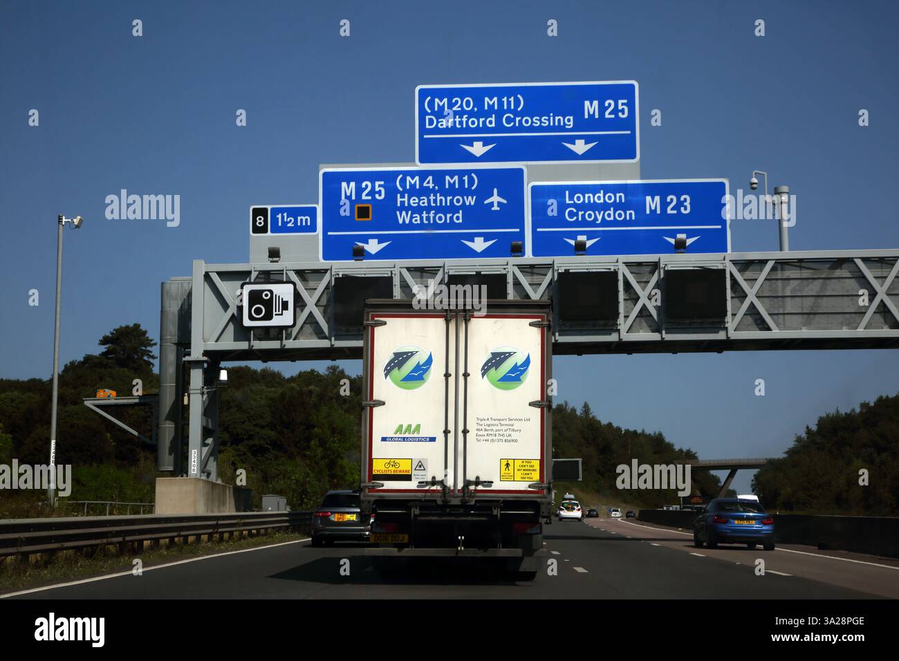 Motorway Signs on M25 and M23 Junctions England Stock Photo - Alamy