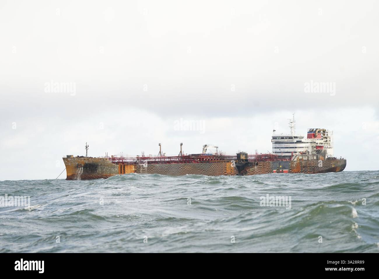 The US oil tanker MV Stena Immaculate which was struck by the Solong ...