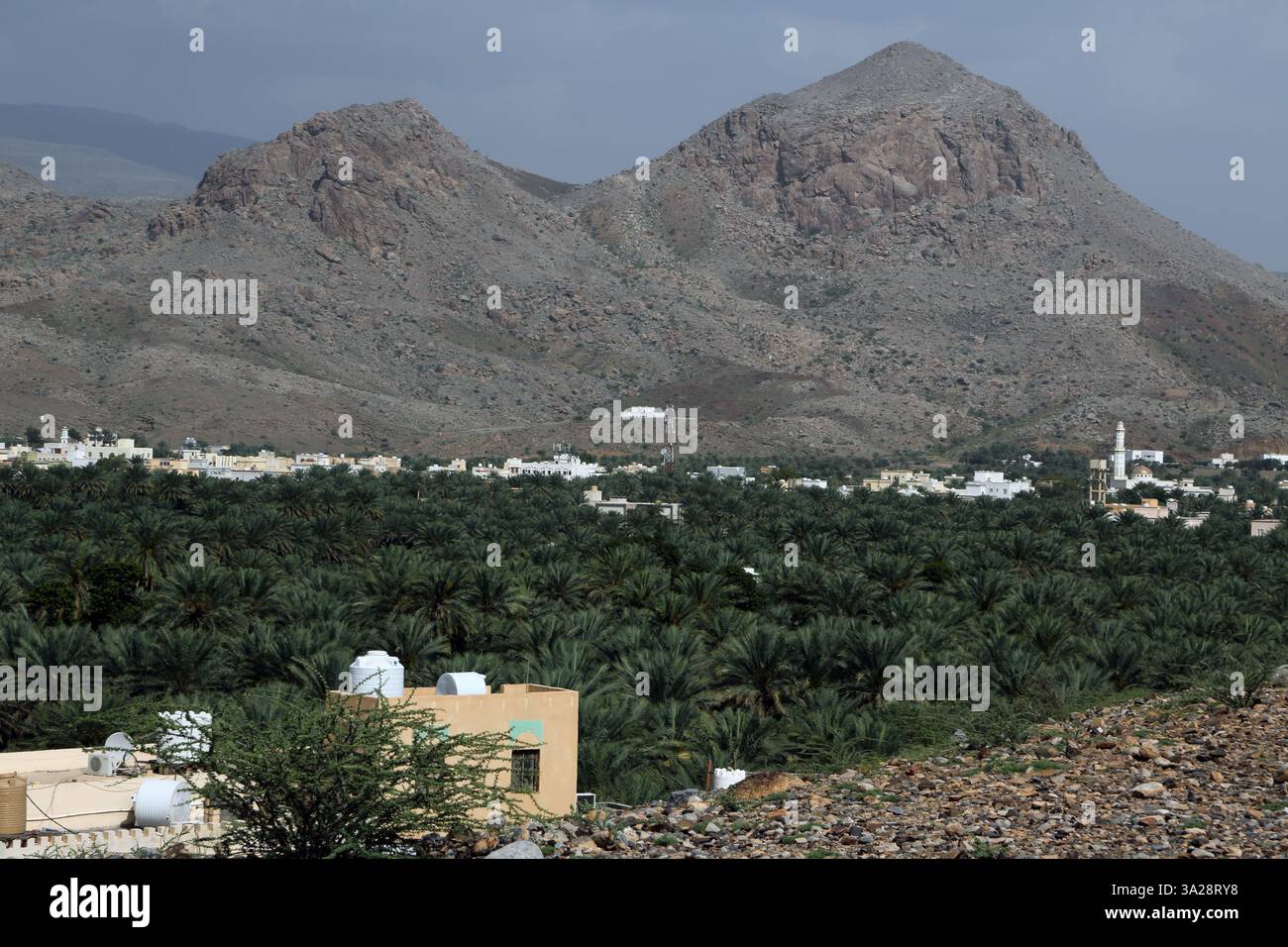 Village o the Edge of Oasis at Wadi Ghul Hajar Mountains Al Hamra Oman ...