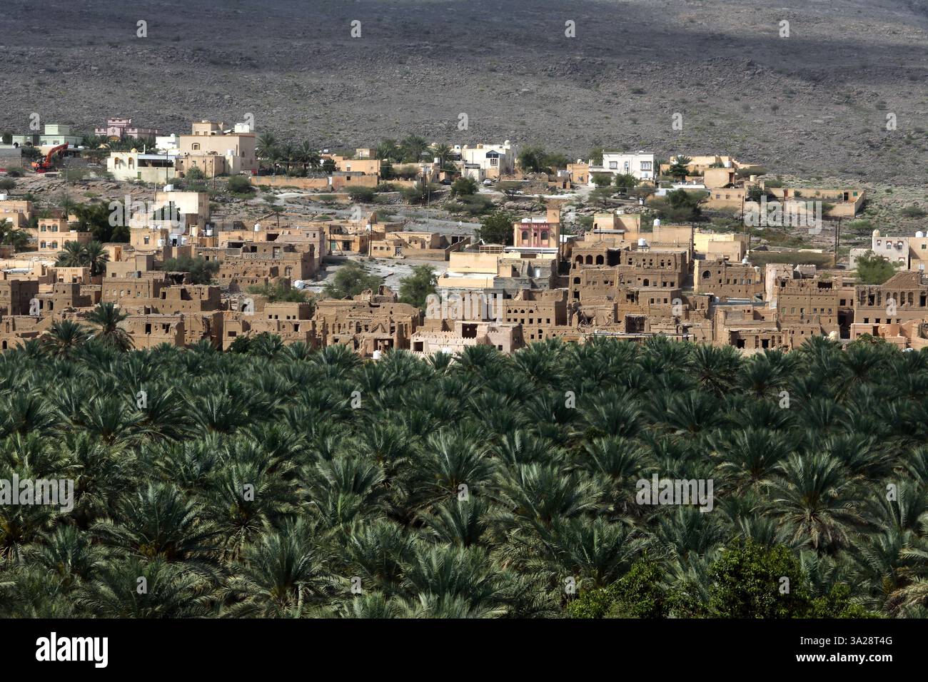 Wadi Ghul Date Palm Oasis Hajar Mountains Al Hamra Oman Stock Photo - Alamy
