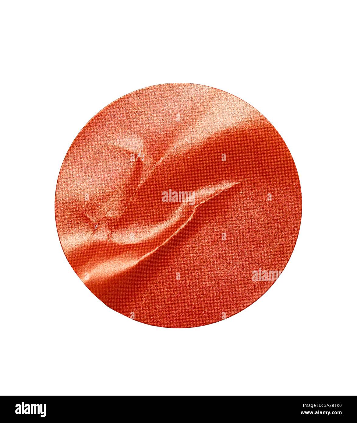 Crumpled red round sticker paper with transparent background, creating ...