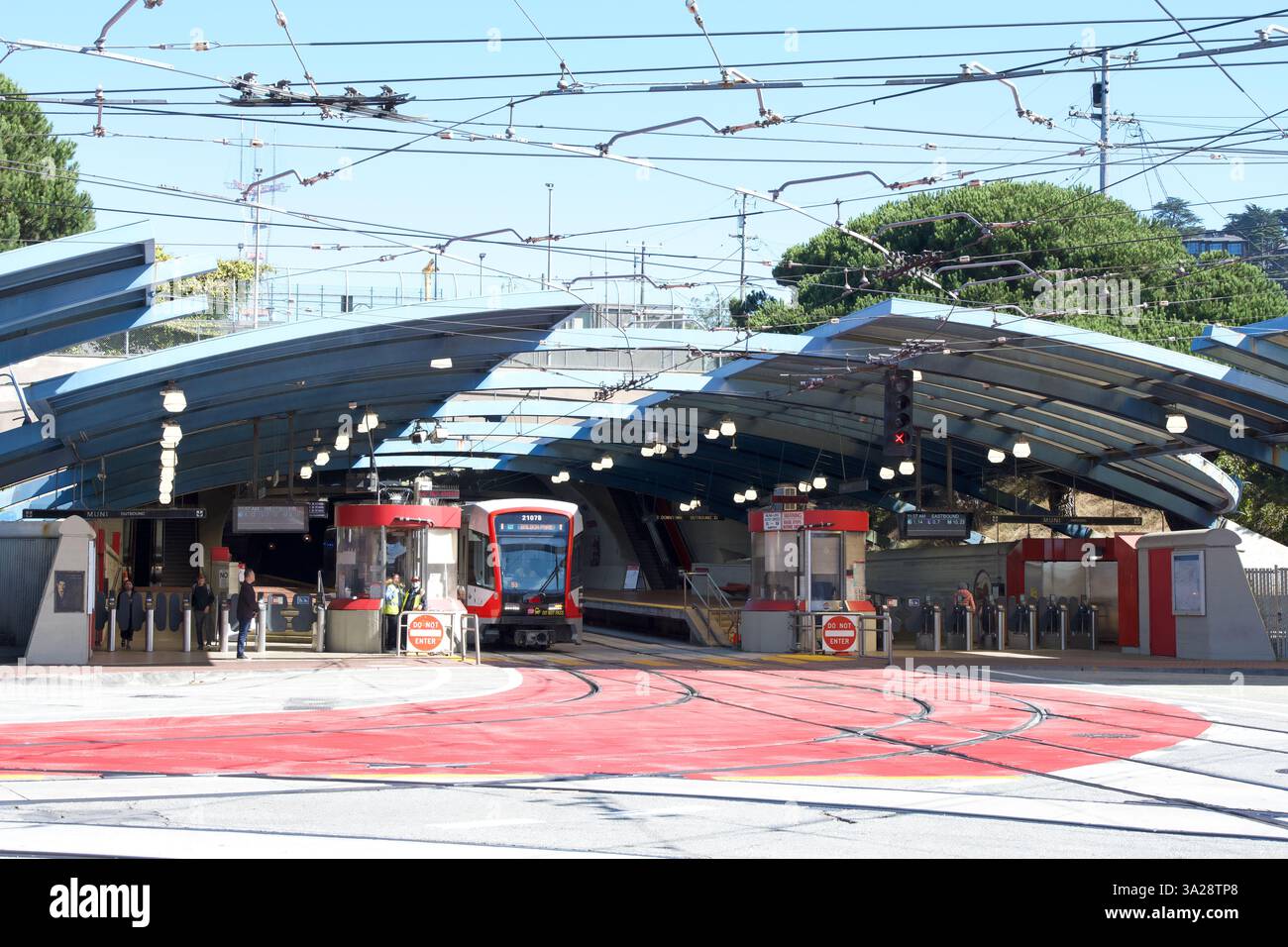 San Francisco, CA - Oct 11, 2024: MUNI train at the West Portal Station ...