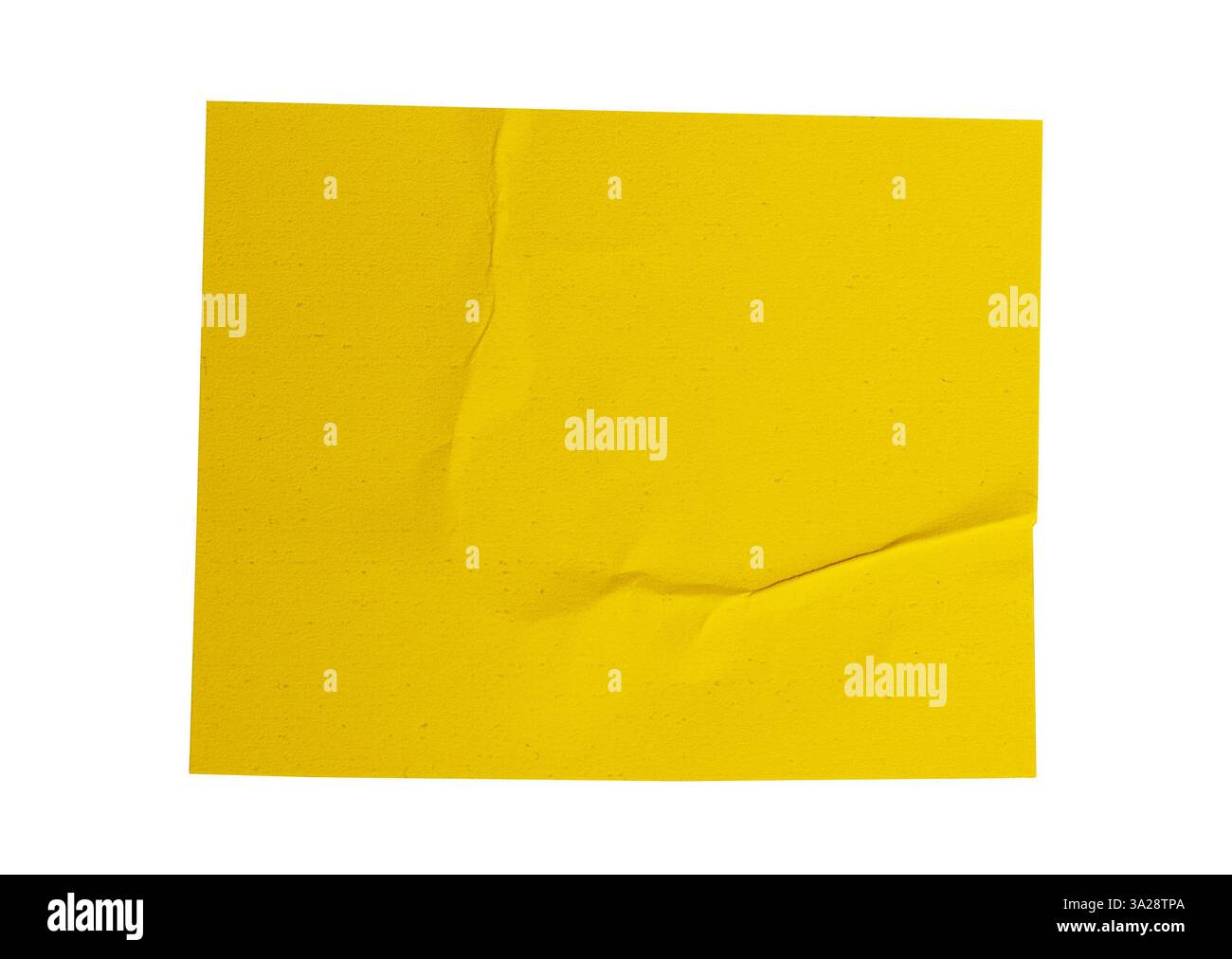 Blank crumpled yellow sticker dented paper note paper with transparent ...