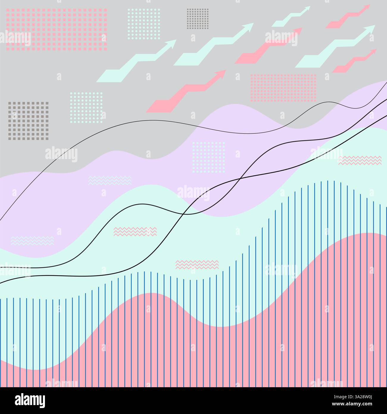 Graphs, diagrams, parabolas, geometric shapes for presentation ...
