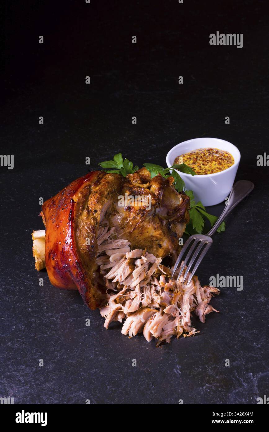 Crispy roasted Bavarian pork with soft meat Stock Photo - Alamy