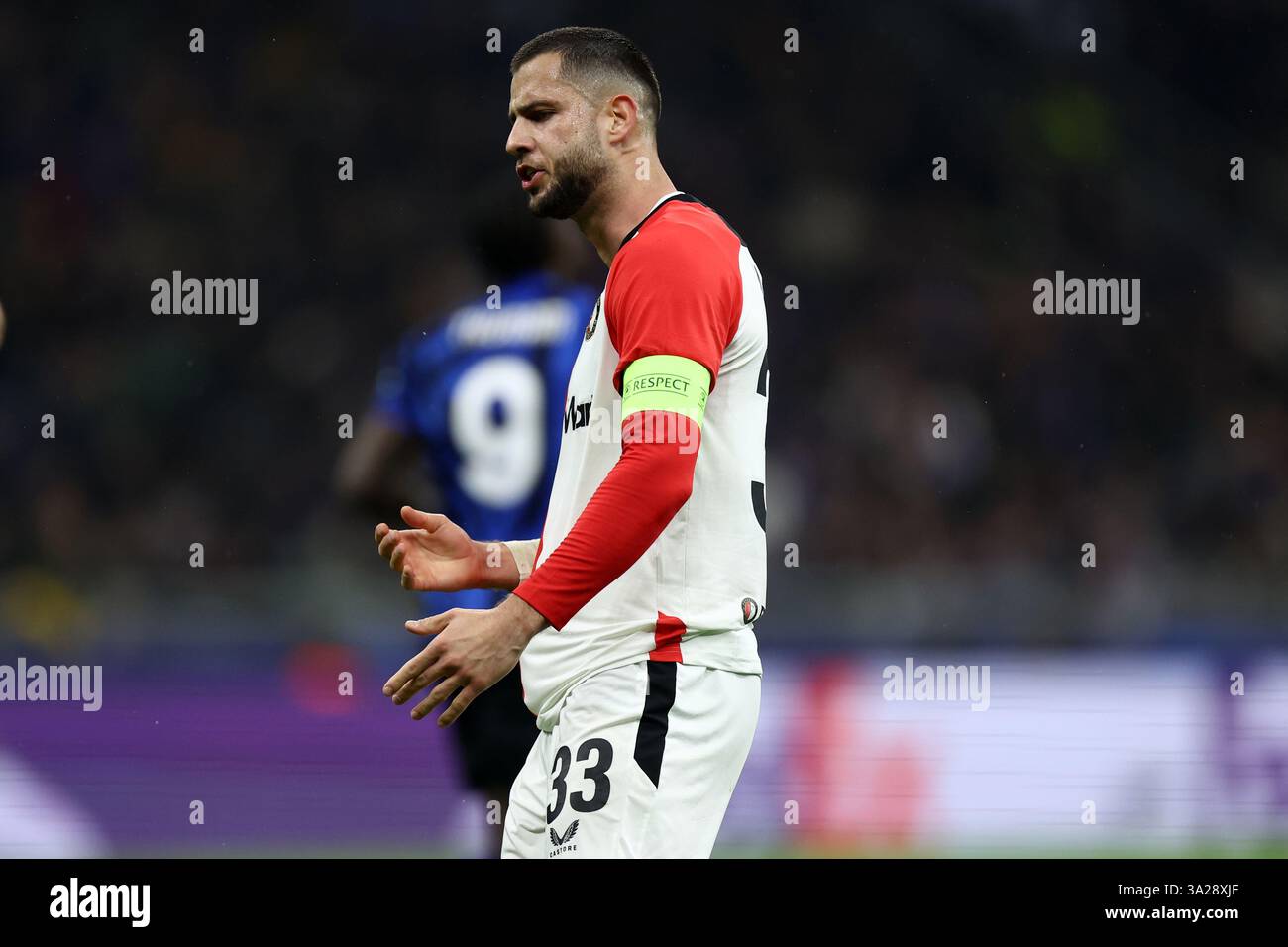 David Hancko of Feyenoord looks dejected during the UEFA Champions ...