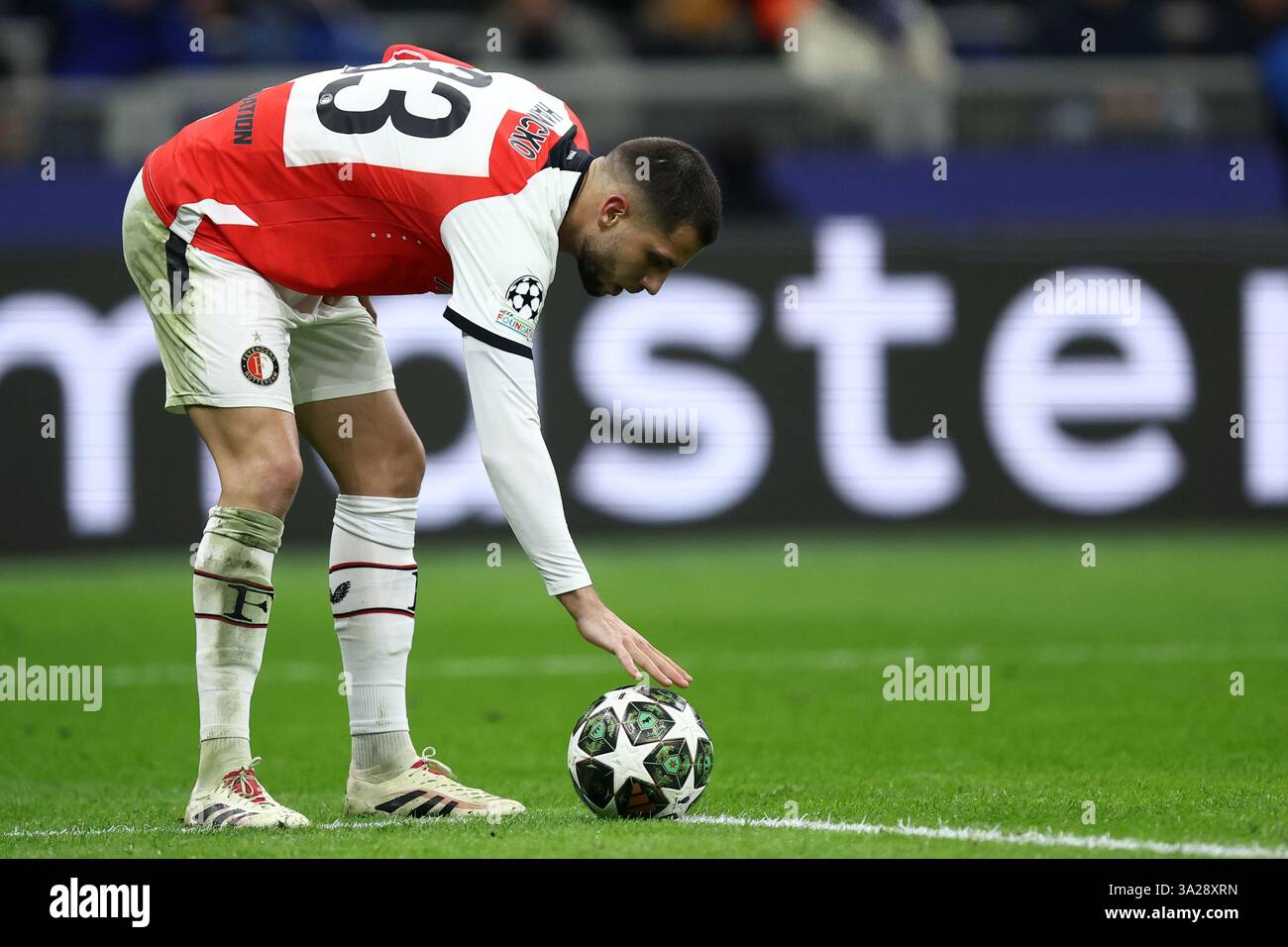 Milano, Italy. 11th Mar, 2025. David Hancko of Feyenoord controls the ...