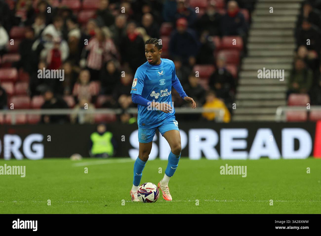 Preston North End's Jayden Meghoma in action during the Sky Bet ...