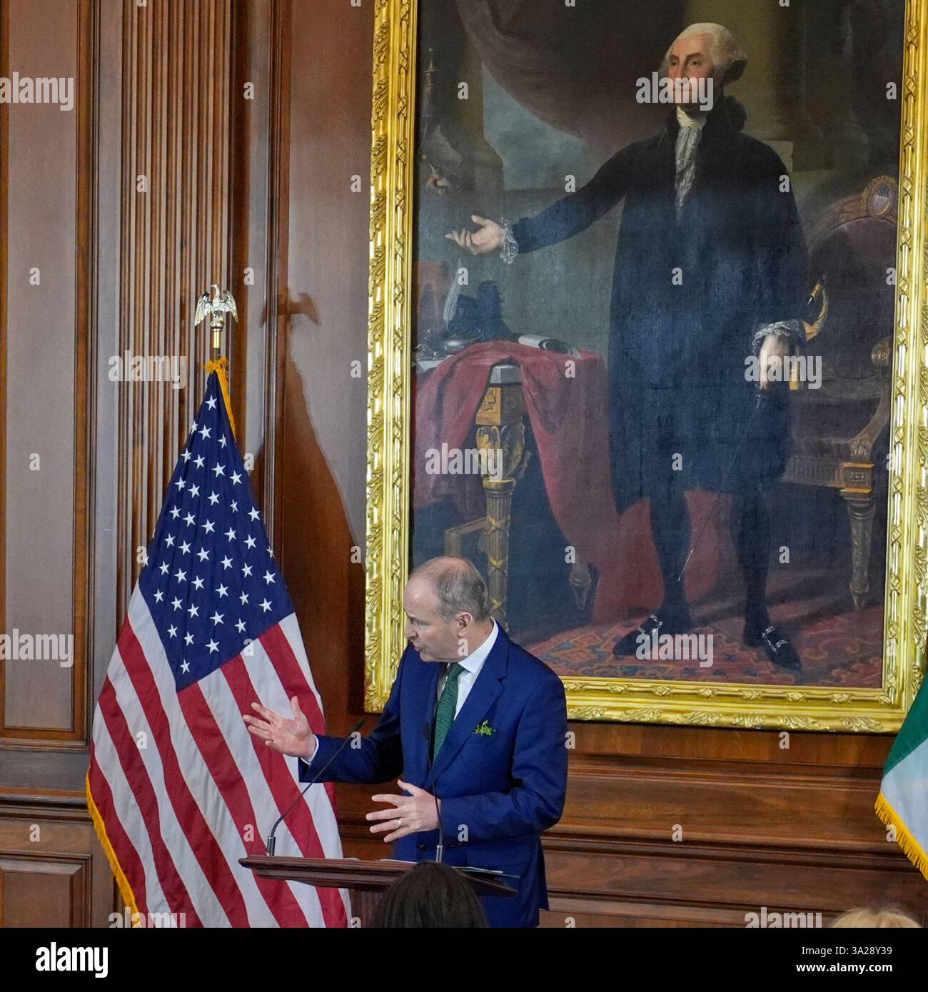 Ireland's Prime Minister Micheál Martin speaks at the annual St ...