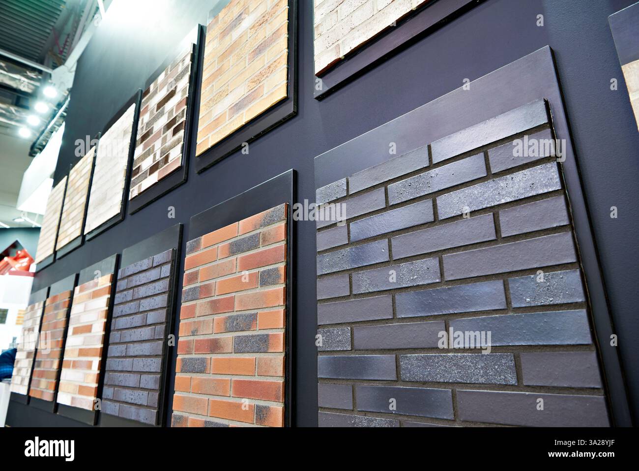 Samples of brick decorative wall panel on store exhibition Stock Photo ...