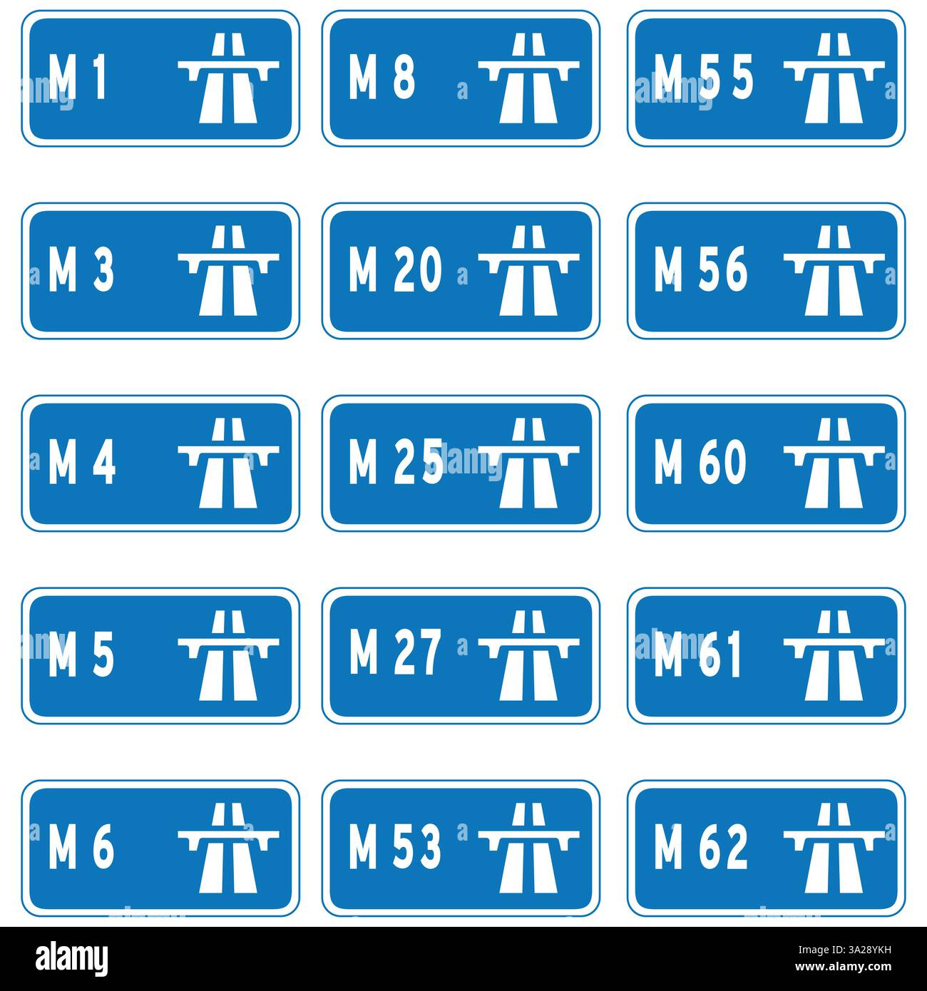 UK busiest motorway signs, blue highway signage Stock Vector Image ...