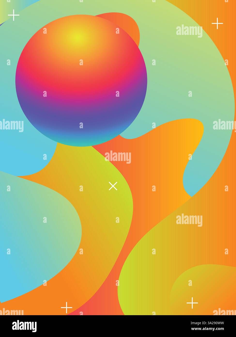 Neon Trippy Gradient Background for Festival Flyers template. 3d ...