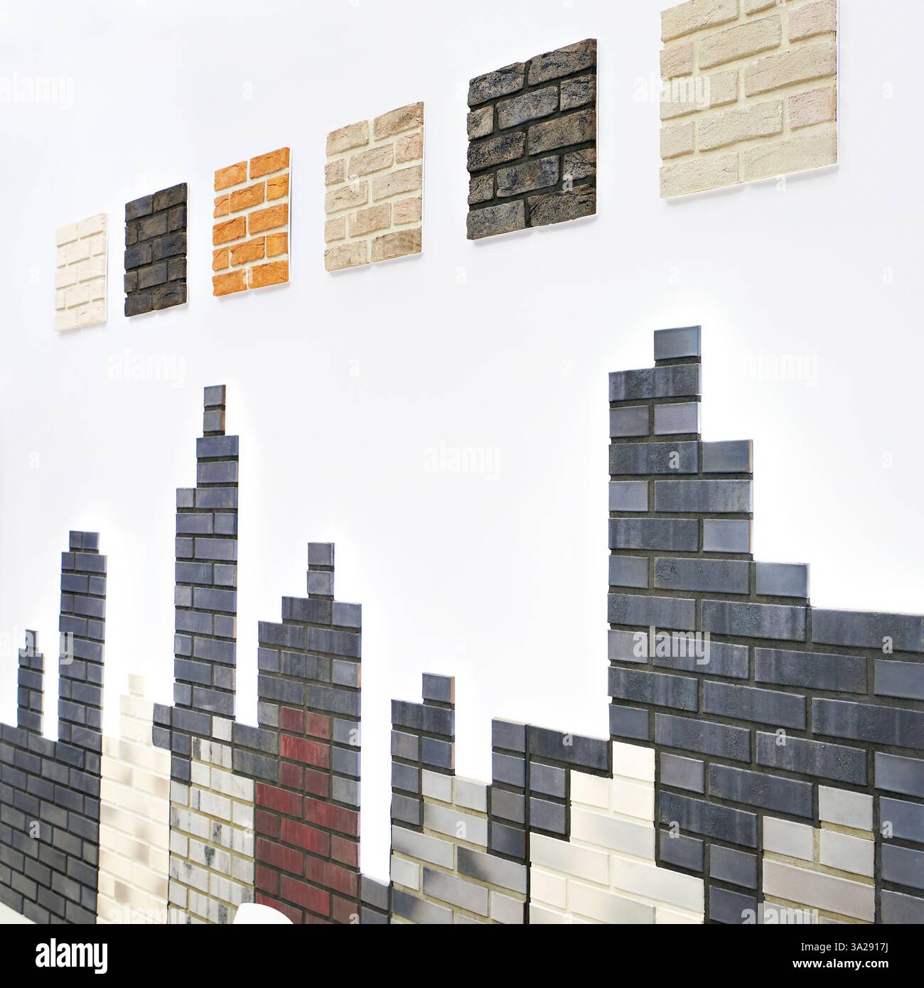 Samples of brick decorative wall panel on store exhibition Stock Photo ...