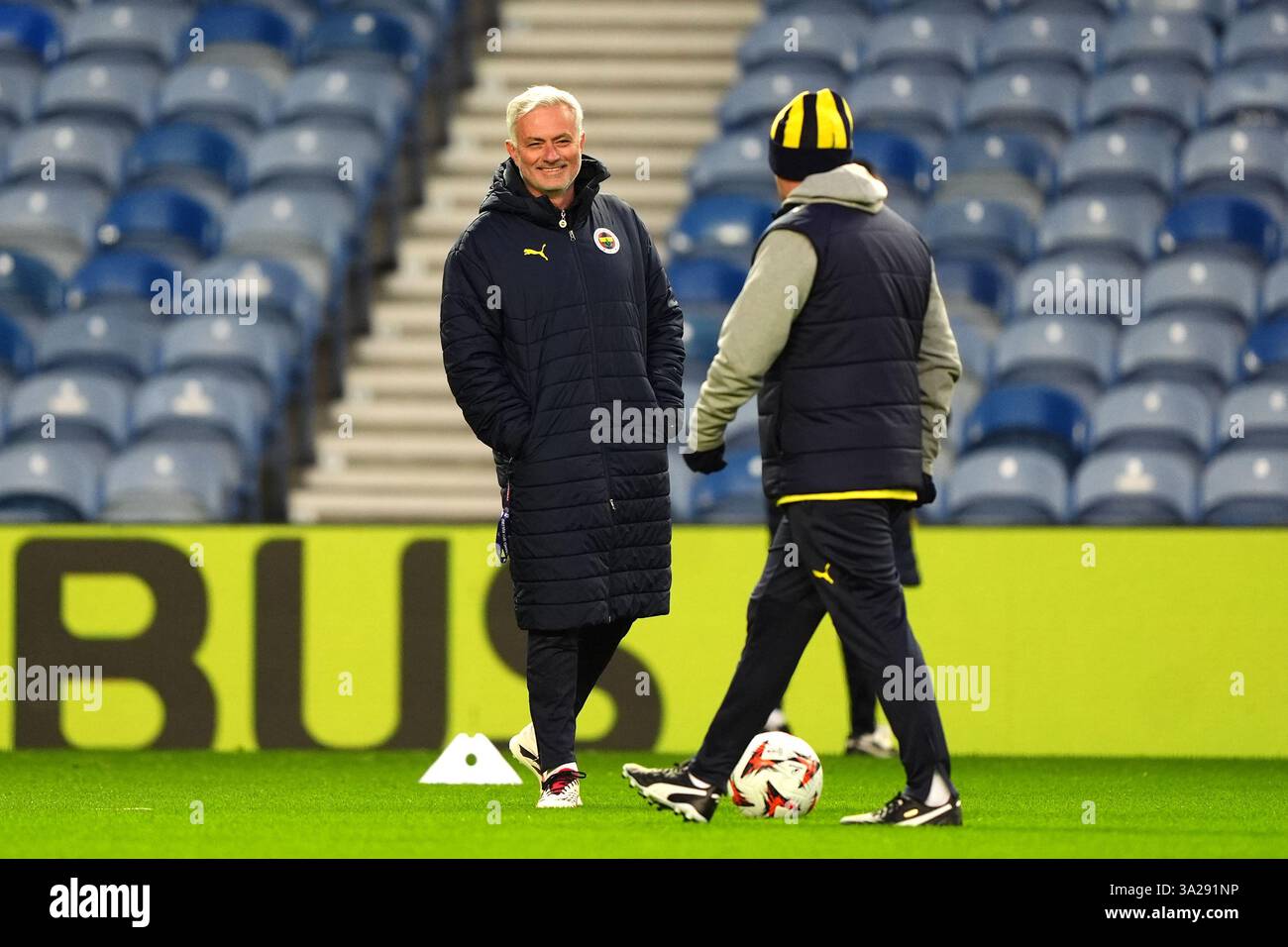 Fenerbahce manager Jose Mourinho (left) during a training session at ...