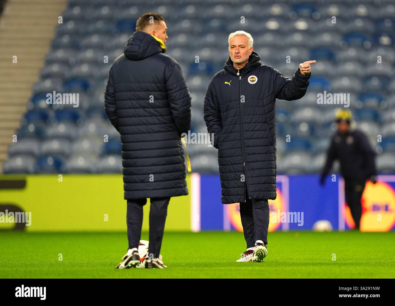Fenerbahce manager Jose Mourinho (right) during a training session at ...