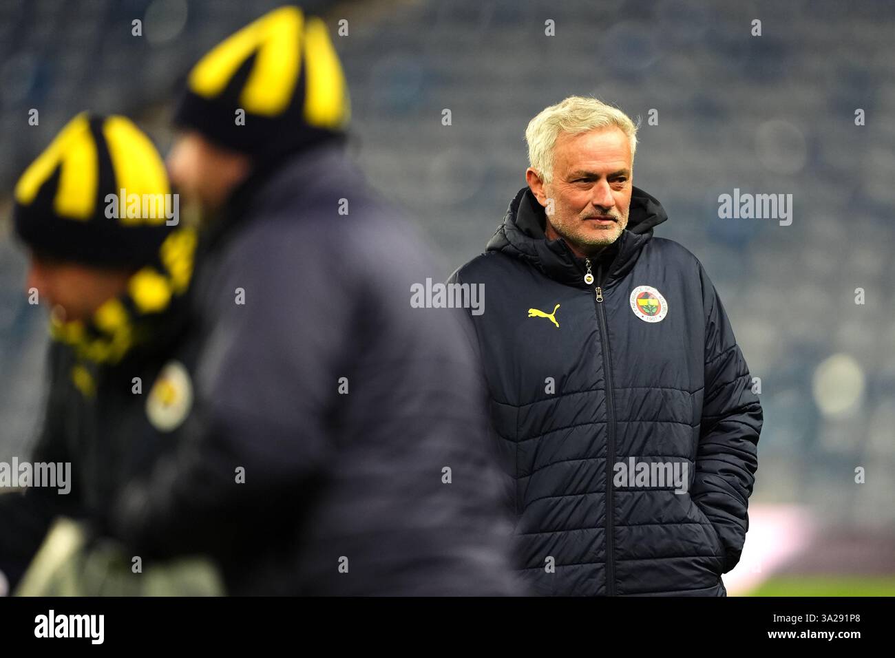 Fenerbahce manager Jose Mourinho (right) during a training session at ...